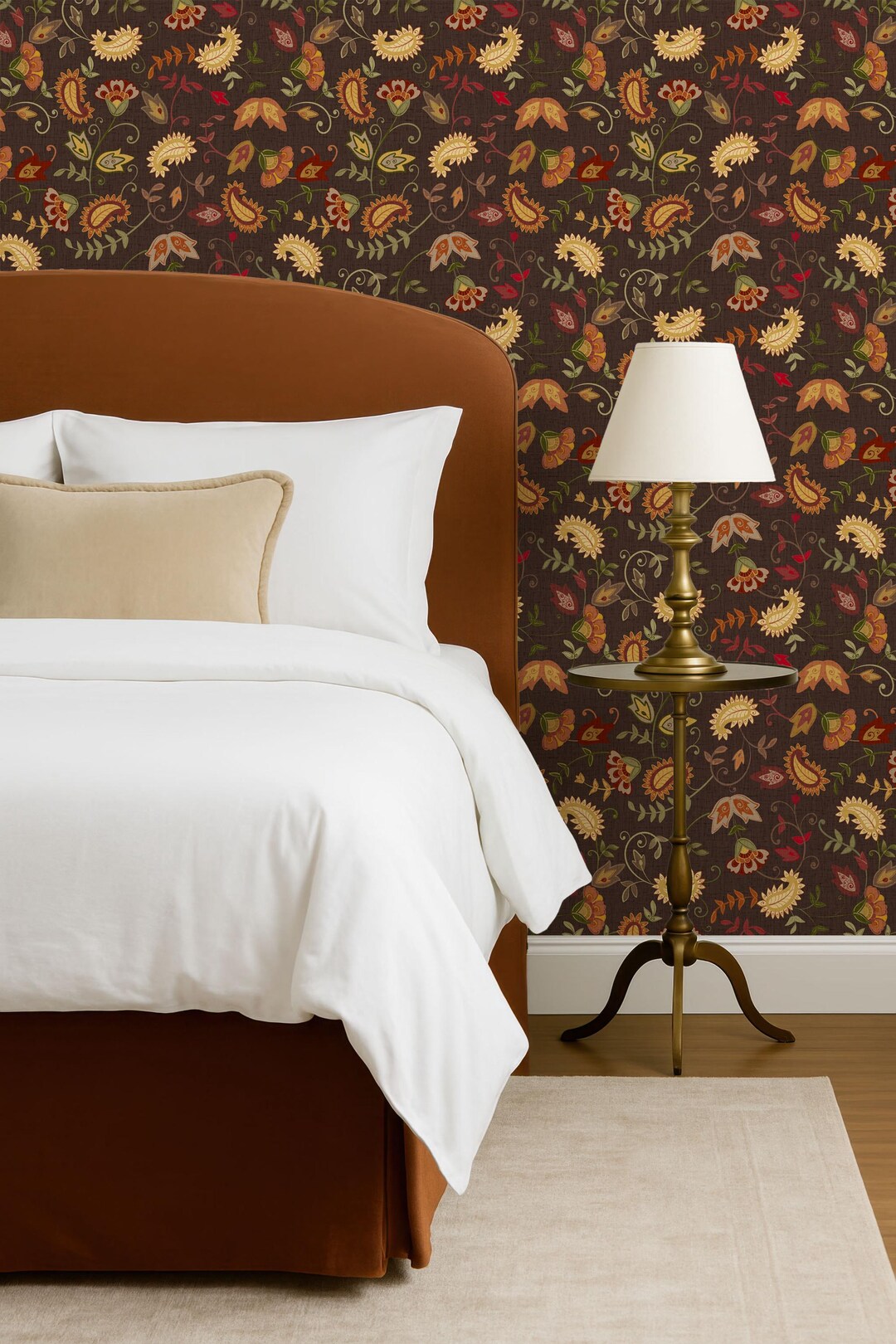 Rich Earth Tones Floral Paisley Wallpaper Suited to Rustic Interiors - Etsy