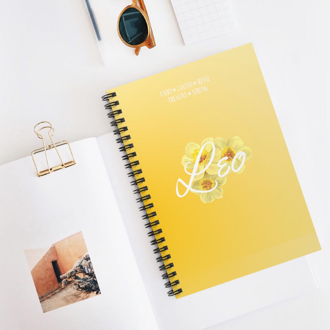 Leo Zodiac Spiral Notebook - Floral Design, Yellow Cover - Etsy