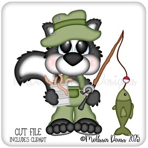 Gone Fishing Skunks Camp Cut File Clipart. Digital Files-svg, Pdf, Mtc ...
