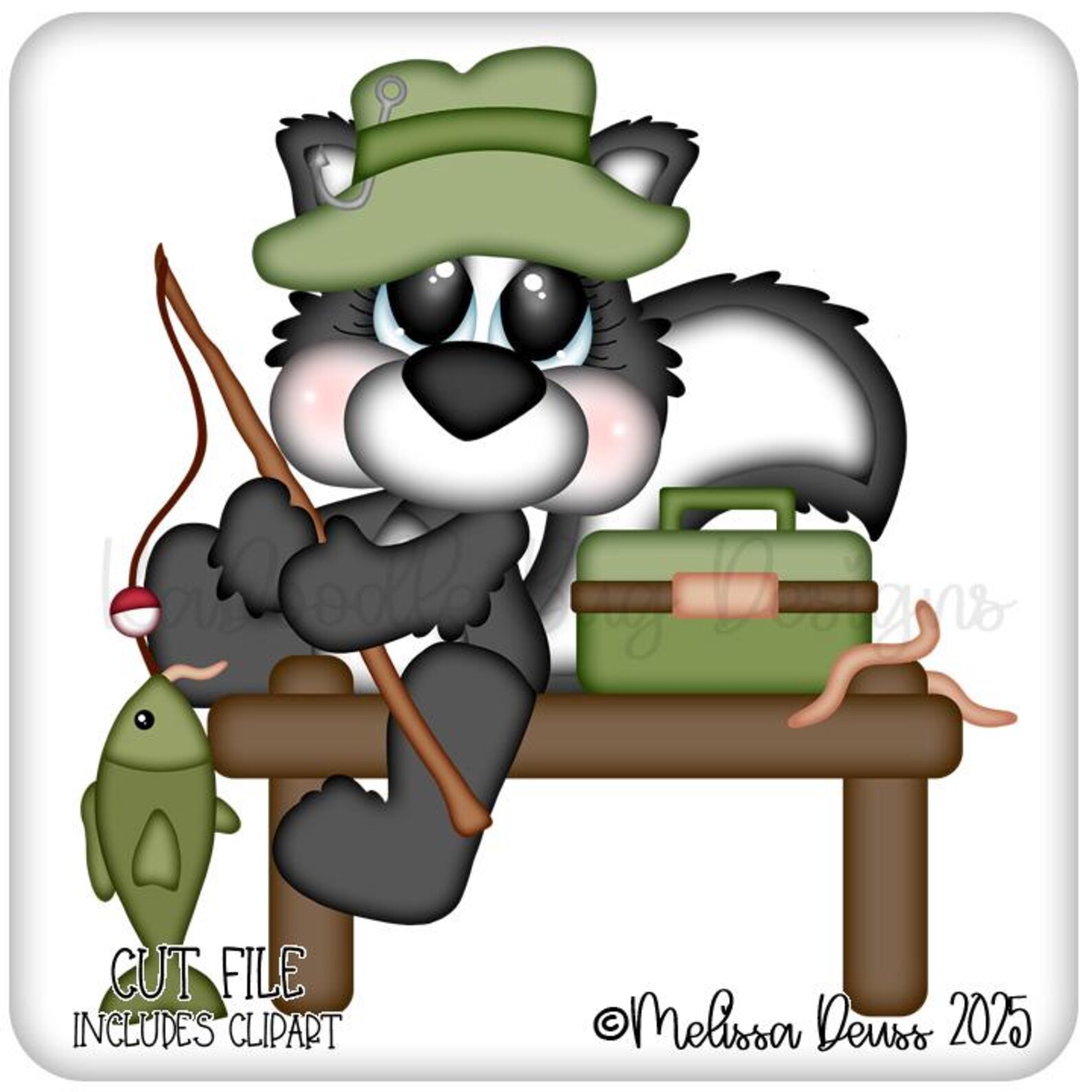 Gone Fishing Skunks Camp Cut File Clipart. Digital Files-svg, Pdf, Mtc ...