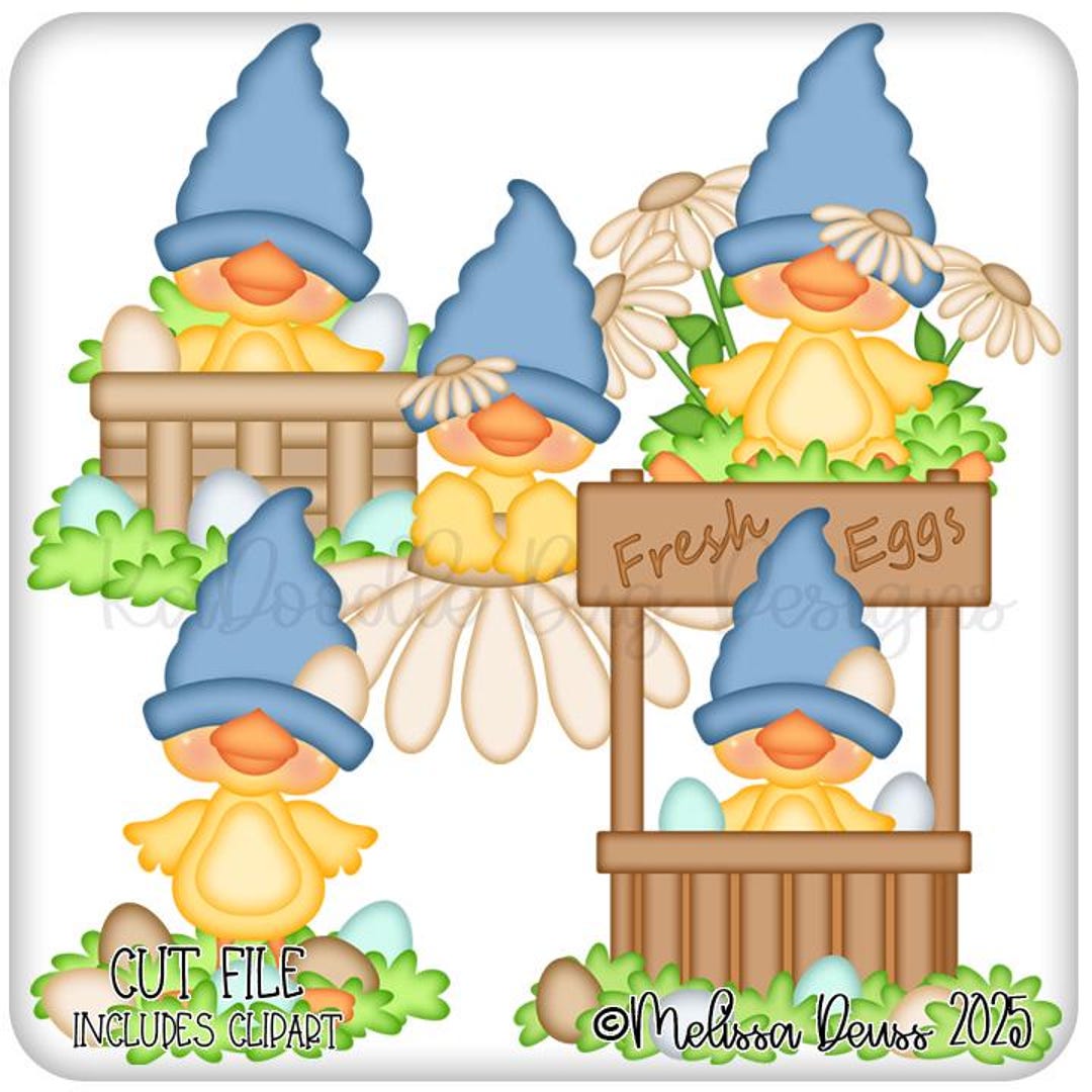 Spring Clucky Gnome Chicks Cut File Clipart. Digital Files-svg, Pdf ...