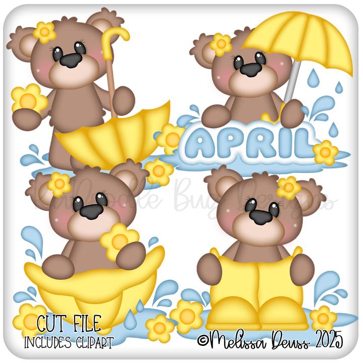 Rainy Day April Bears Spring Cut File Clipart. Digital Files-svg, Pdf ...