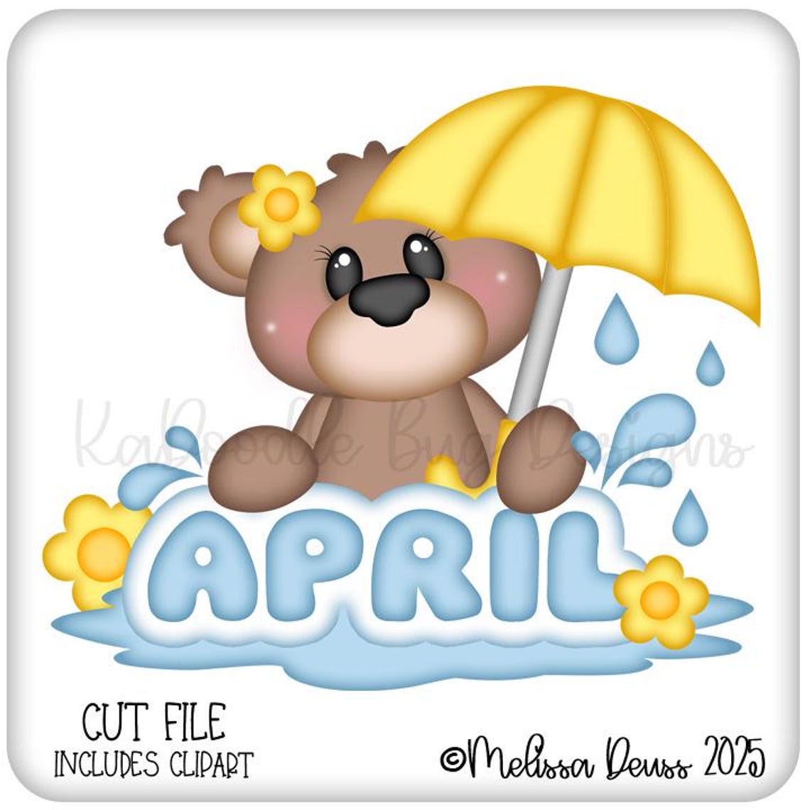 Rainy Day April Bears Spring Cut File Clipart. Digital Files-svg, Pdf ...