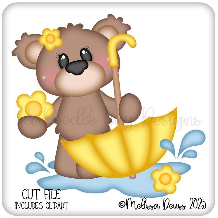 Rainy Day April Bears Spring Cut File Clipart. Digital Files-svg, Pdf ...