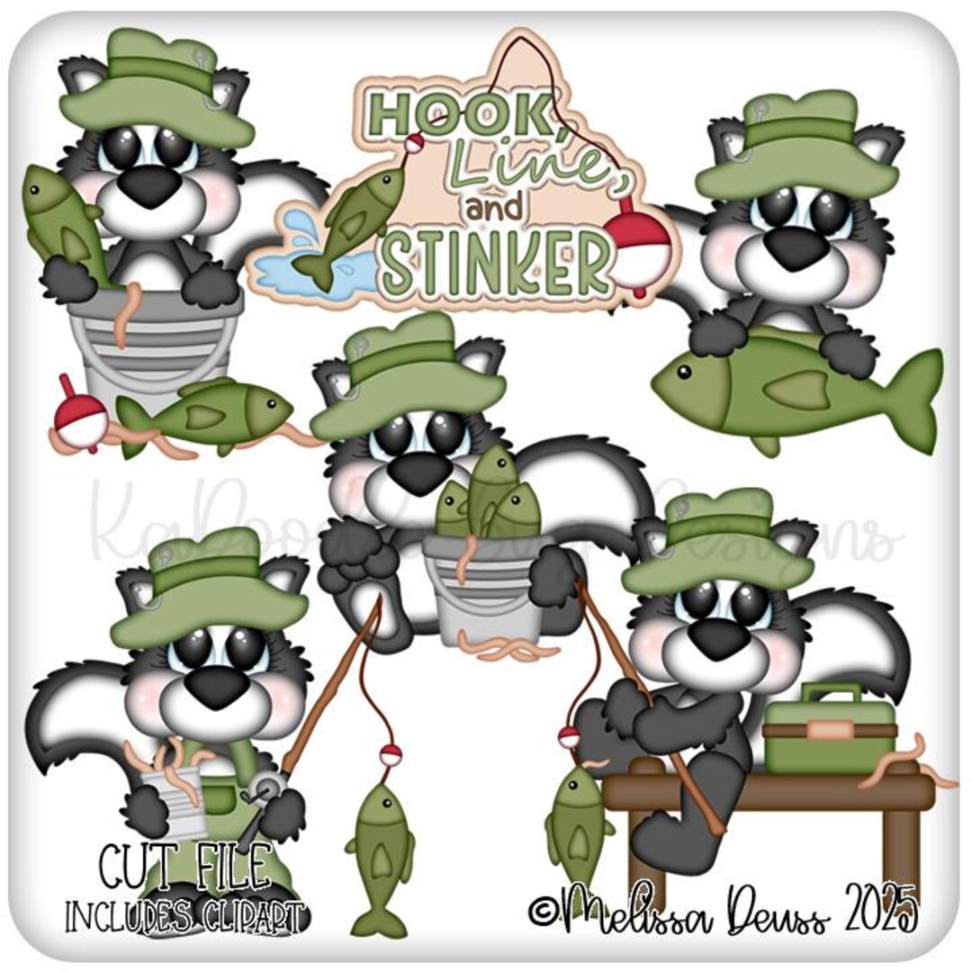 Gone Fishing Skunks Camp Cut File Clipart. Digital Files-svg, Pdf, Mtc ...