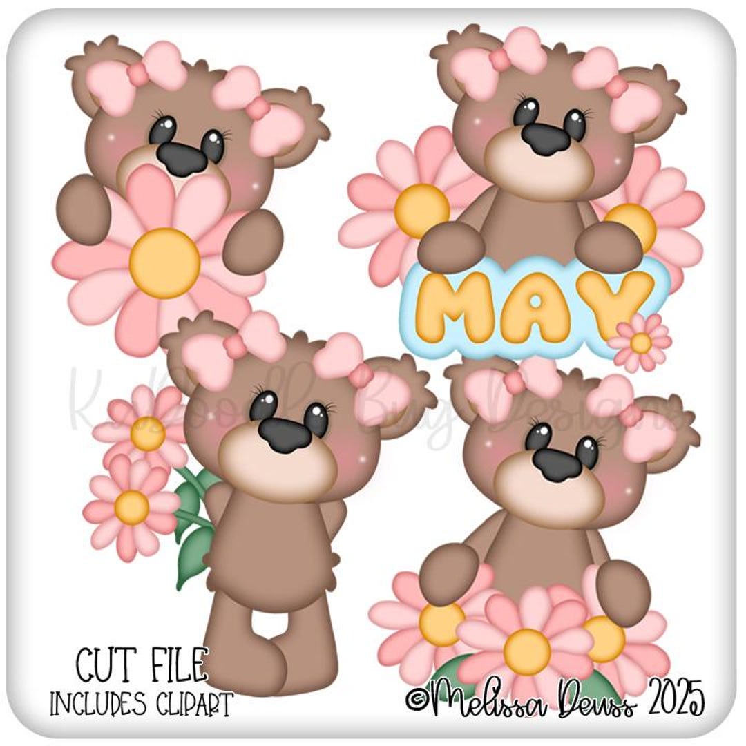 Daisy Flower May Bears Spring Cut File Clipart. Digital Files-svg, Pdf ...