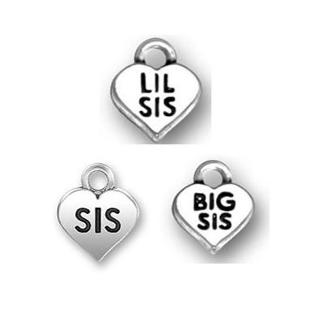 LIL Sis - BIG Sis - SIS Charms - Sterling Silver - Bracelet Charms ...