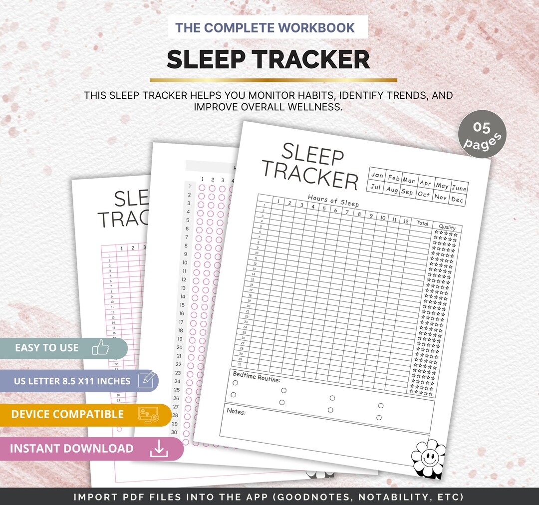 Sleep Tracker | Printable Sleep Log & Habit Tracker | Bedtime and Rest ...