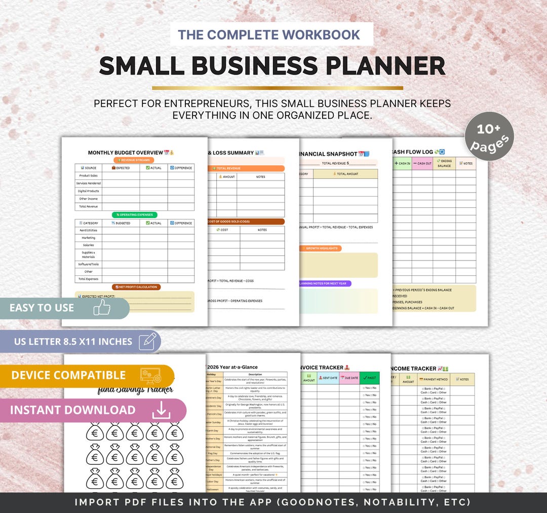 Small Business Finance Planner PDF: Printable Income Expense Tracker - Etsy