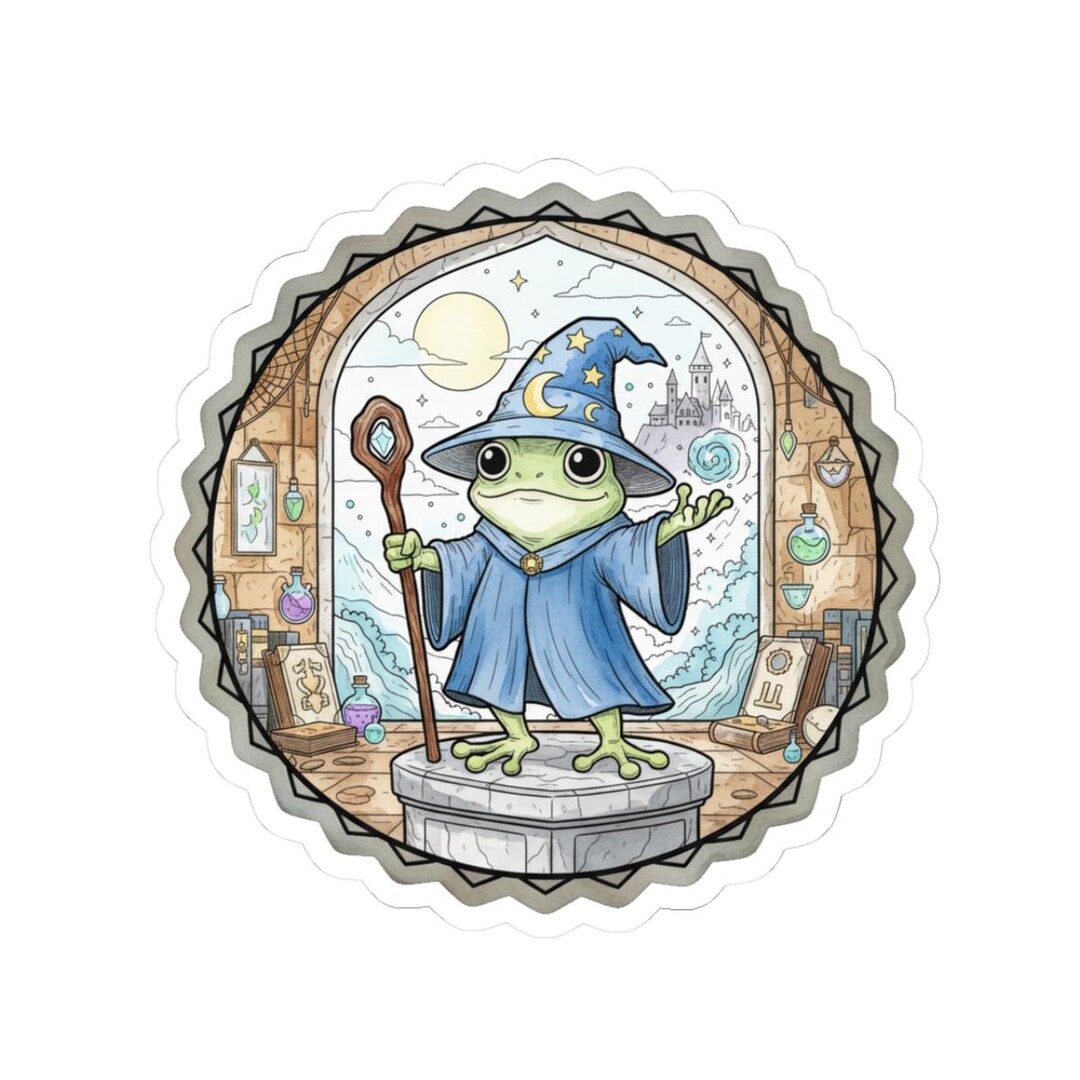 Kiss-cut Stickers, Wizard Frog Sticker | Magical Sorcerer Amphibian ...