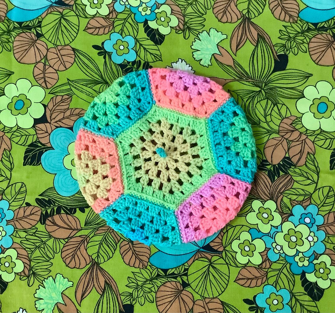 Neon Granny Square Beret - Etsy
