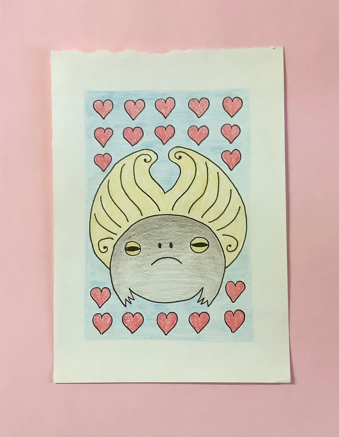 Hedwig Frog Ink and Color Pencil Drawing - Etsy