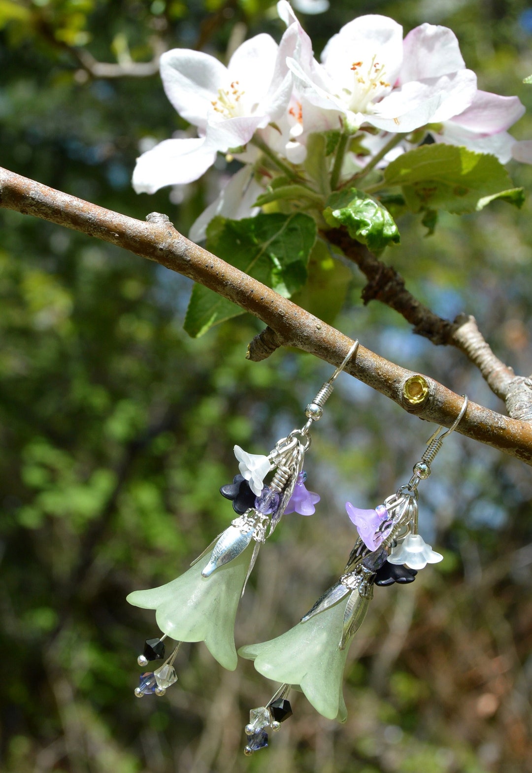 Aroace Flag Earrings, Green Purple Gray White Flower Dangle Earrings, Asexual Aromantic Pride ...