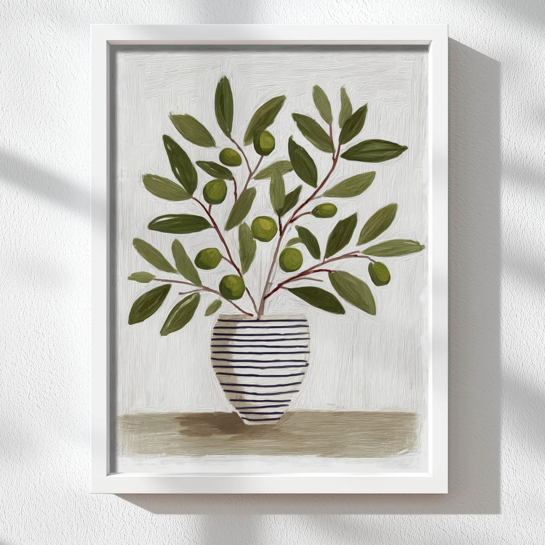 Green Olive Tree Print: Printable Botanical Abstract Wall Art (digital ...