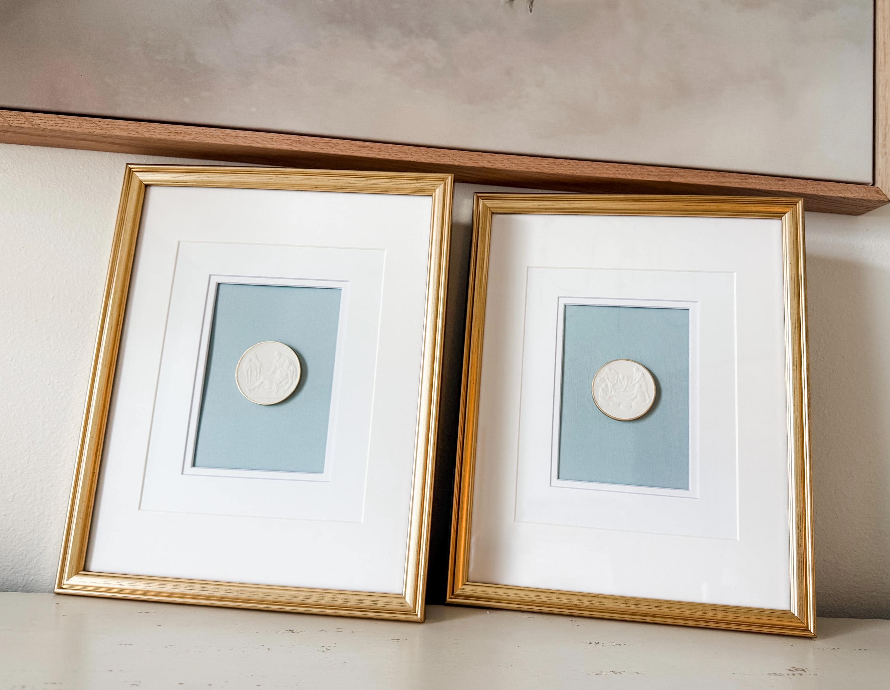 Framed Biblical Intaglio Art, Gold Leaf Frame, White Linen Mat ...