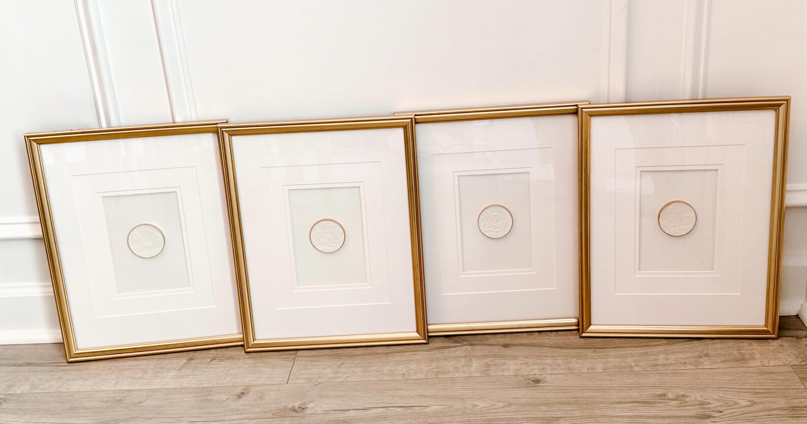 Framed Biblical Intaglio Art, Gold Leaf Frame, White Linen Mat ...