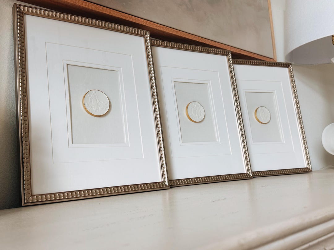 Framed Biblical Intaglio Art: Gold Frame, White Linen Mat - Etsy