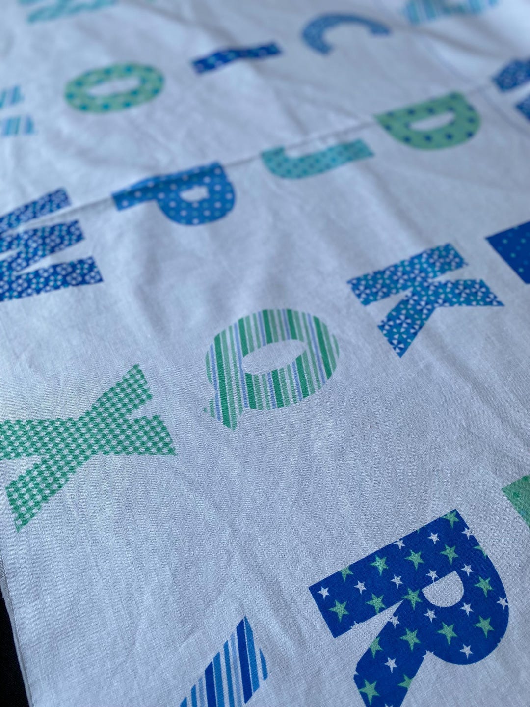 Alphabet Fabric Panel: Blue and Green (appliqués, Craft, Quilting ...