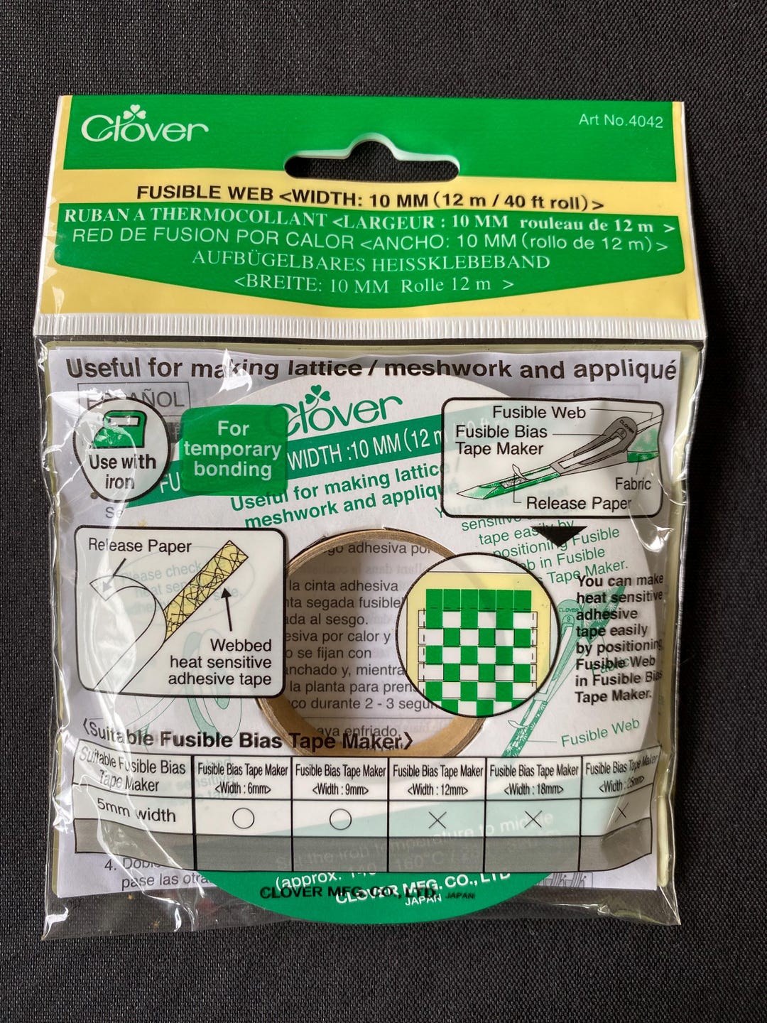 Clover Fusible Webbing Tape - Fabric Heat Bonding Tape - 10mm X 12mtrs ...