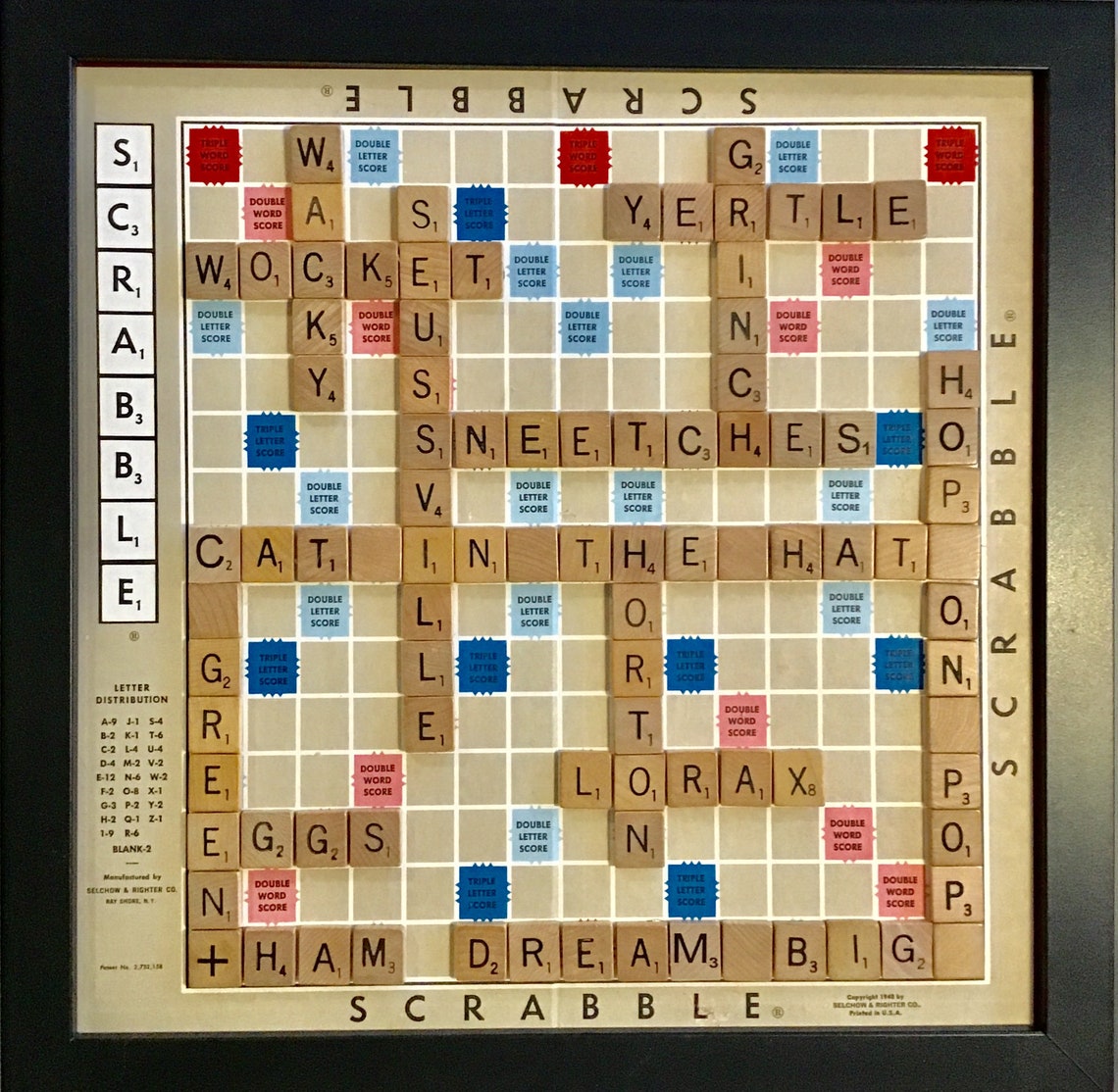 Custom Scrabble Board Wood Framed Great Gift Idea | Etsy