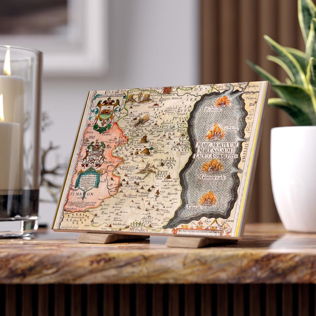 Tribes of Judah and Simeon With the Dead Sea Vintage Map Ceramic Tile ...