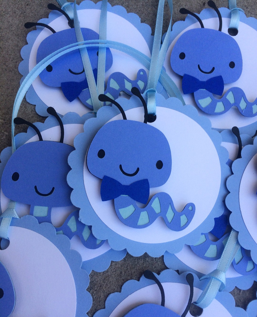 Blue Book Worm, Baby Shower, Favor Tags - Etsy