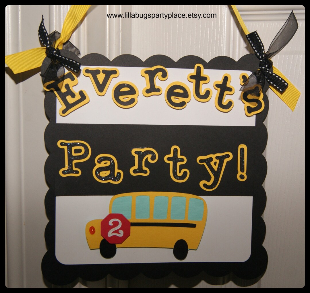 School Bus Party Door Sign Personalized - Etsy