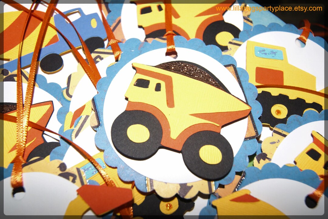 Construction Equipment Favor Tag - Etsy