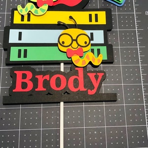Bookworm Personalized Cake Topper - Etsy