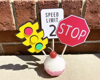 Traffic Light Cupcake Toppers - Etsy