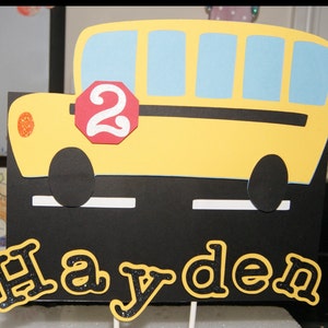 School Bus Cake Topper Personalized Yellow Bus Wheels on - Etsy