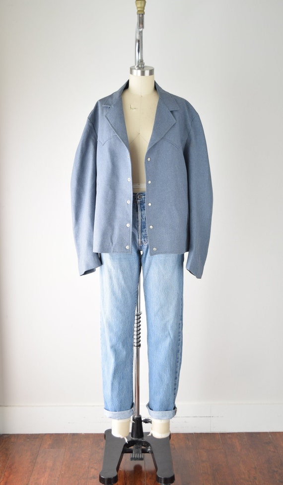 Blue Oversize Boxy Jacket XL / Western Style Jacket /… - Gem