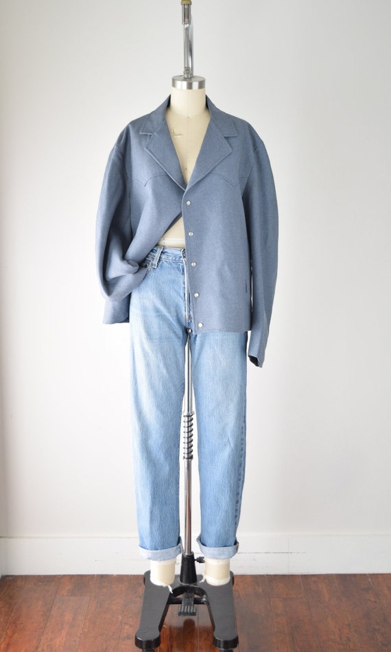 Blue Oversize Boxy Jacket XL / Western Style Jacket /… - Gem