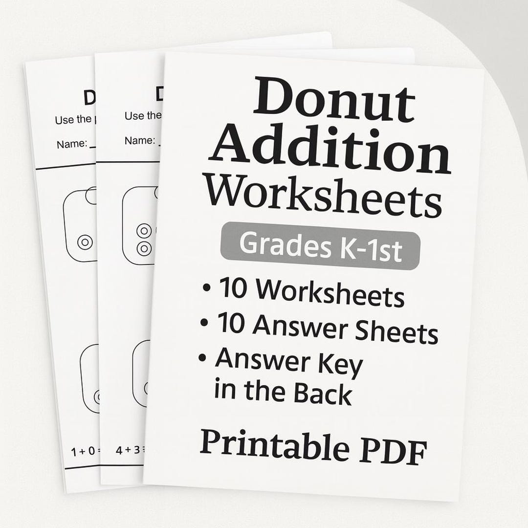 Donut Math Worksheets | Addition for Kindergarten & 1st Grade ...