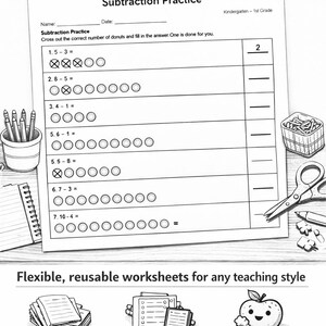 Donut Math Worksheets Bundle K–1 | Addition, Subtraction & Word ...