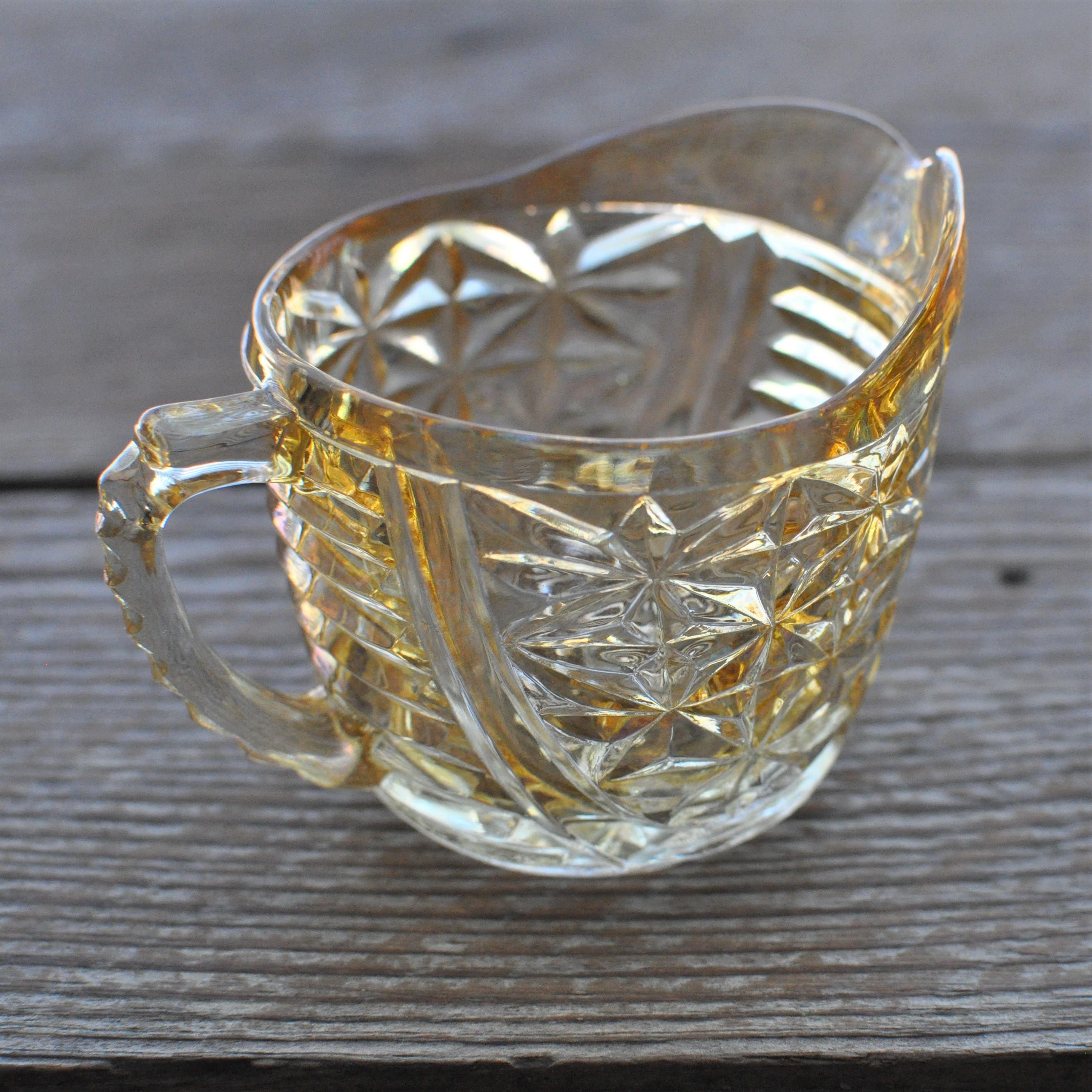 Breakfast Glass Creamer Milk Jug Gold Luster Tea Party | Etsy