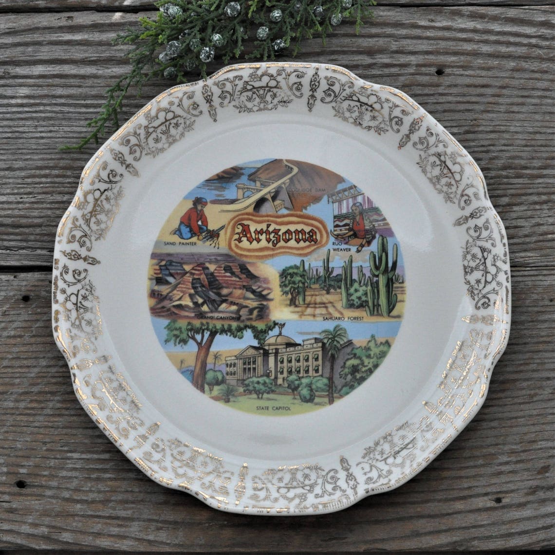Arizona Souvenir State Plate Vintage State Travel Retro - Etsy