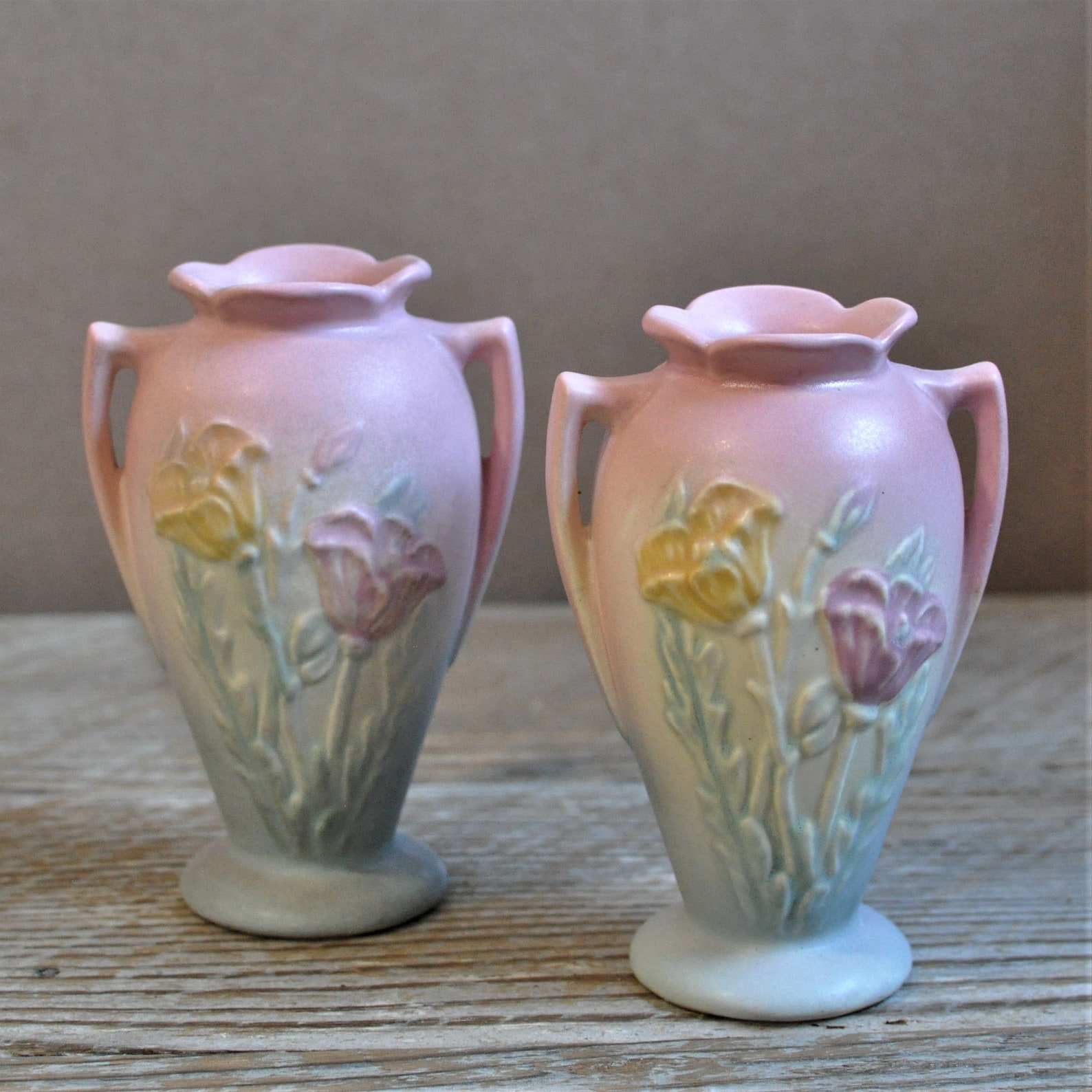 Hull Pottery Pink Vases Floral Pottery Art Flower Vases - Etsy