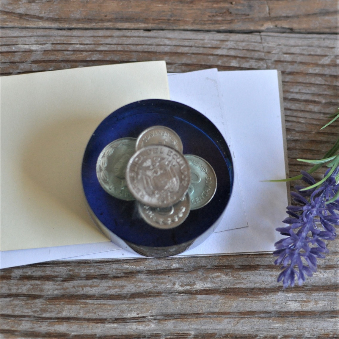 Vintage Paper Weight Resin Coin Embedded Foreign Currency - Etsy