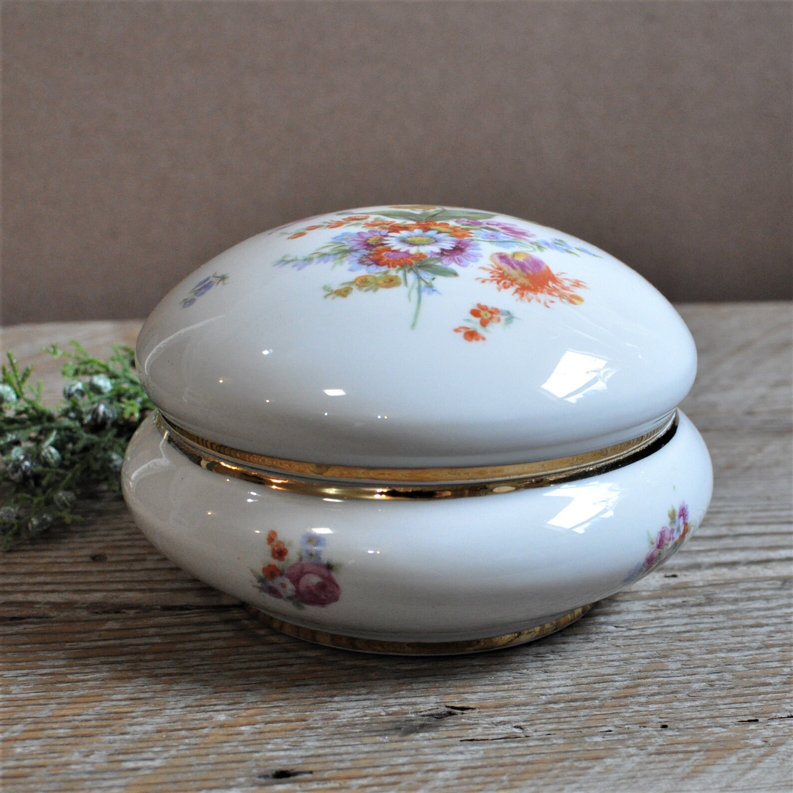 Erphila, Germany Ceramic Trinket Jewelry Round Box With Lid, Dome Top ...