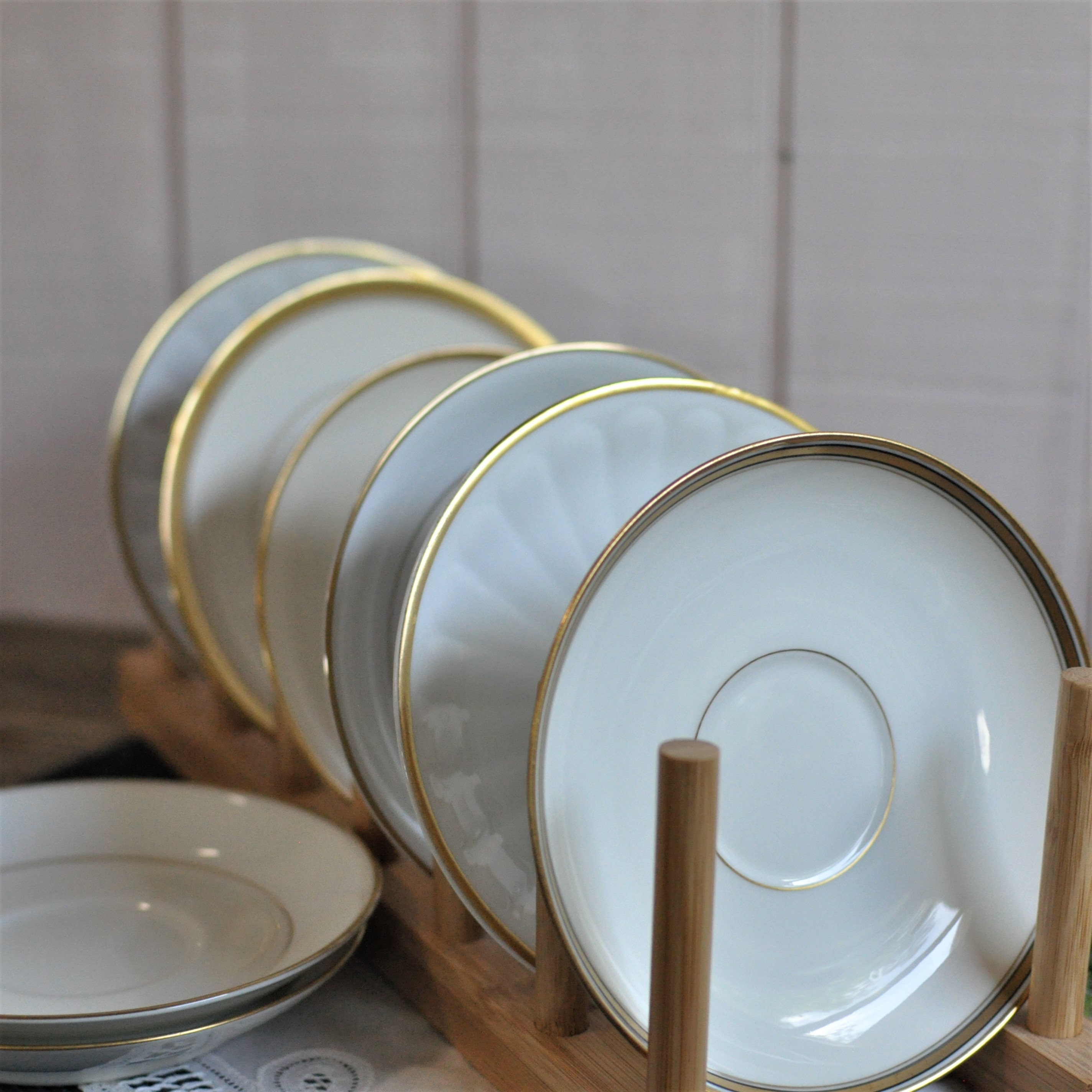 Vintage Saucer Plate Collection, Gold Trim, Mismatched China, Set of 8 ...