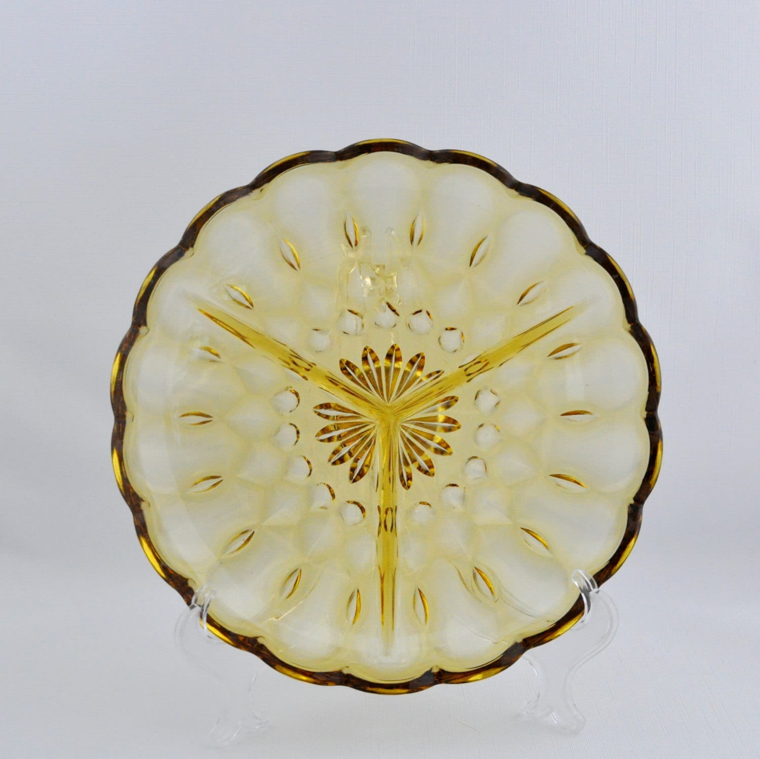 Vintage Amber Glass Serving Dish Candy Nut Snack Server | Etsy