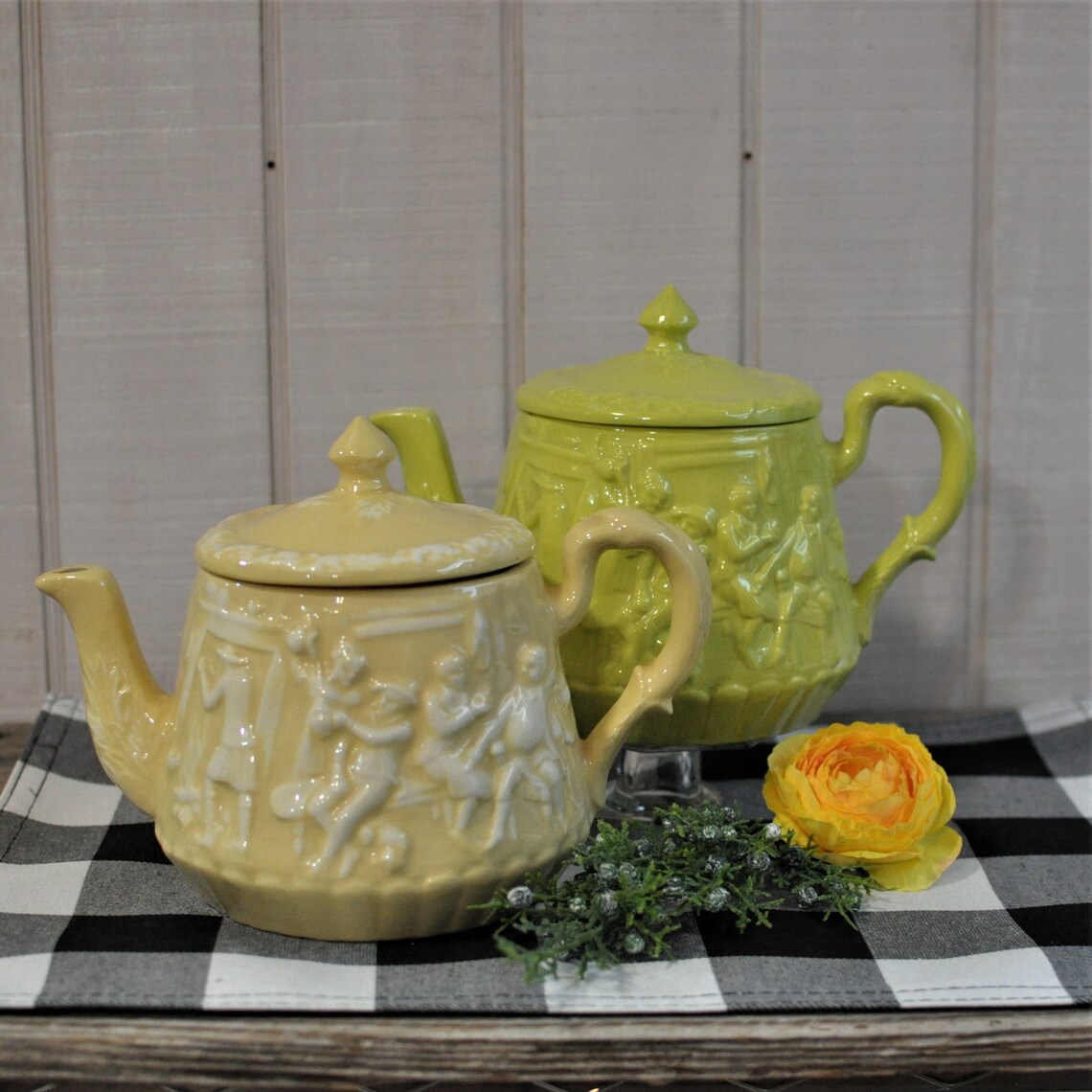 Vintage Ceramic Tea Pot Coffee Server Solid Color Embossed - Etsy