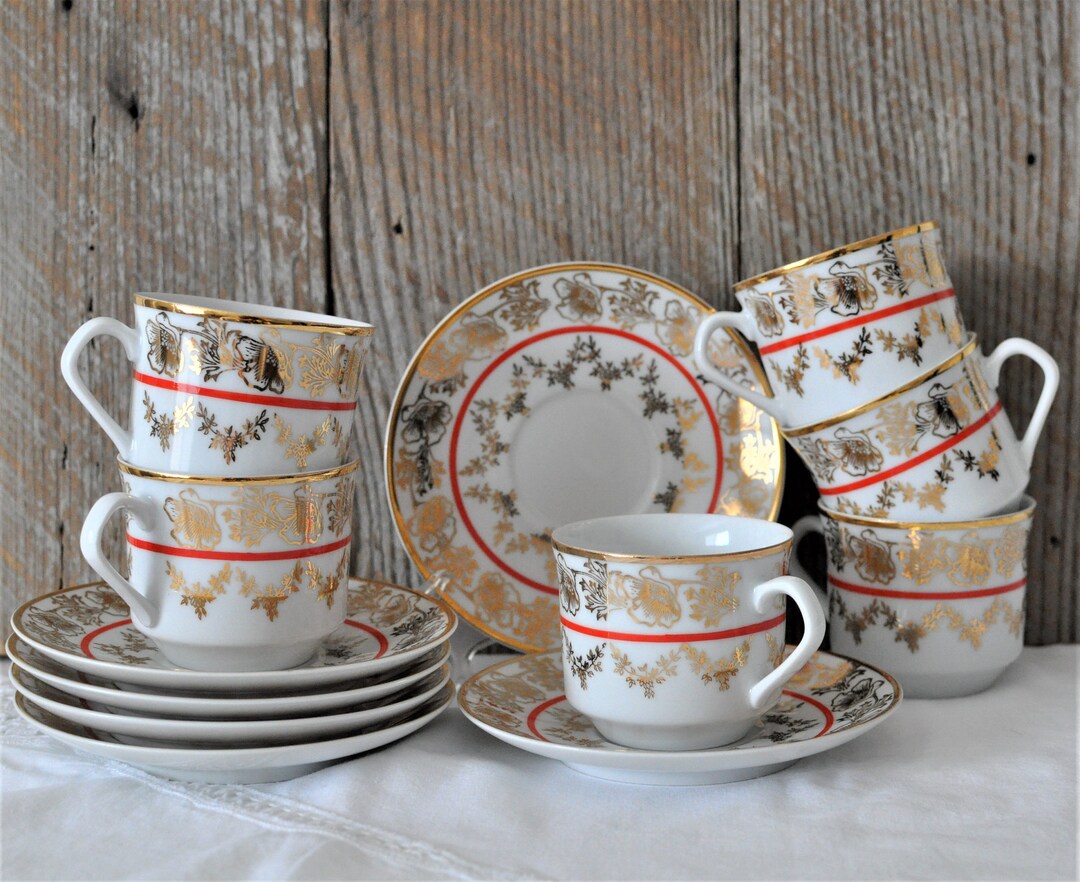 Six Epiag, Teacups and Saucers, Elegant, Luncheon, Easter Dinner ...