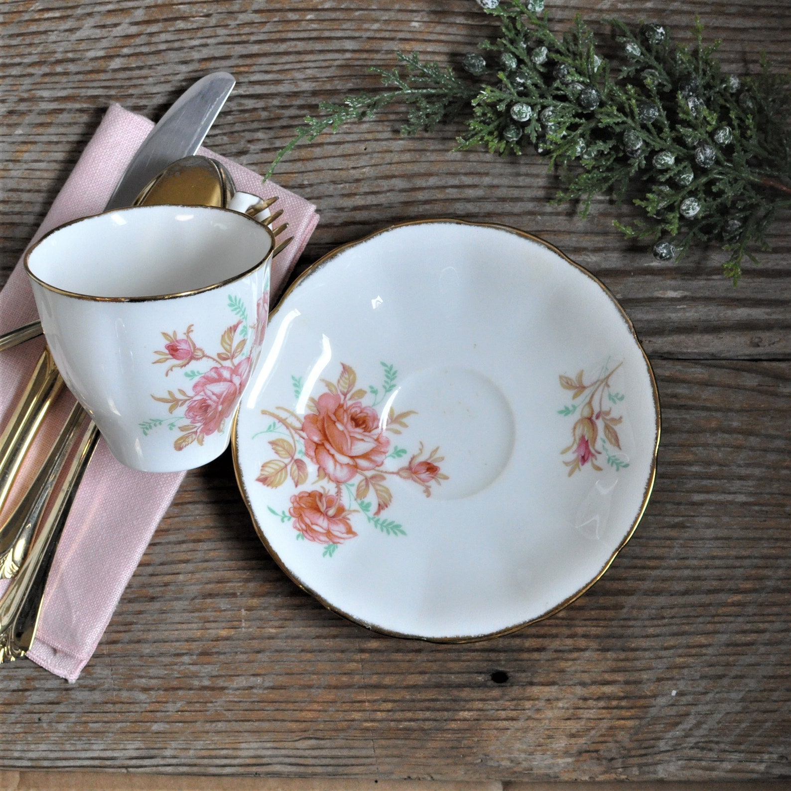 Jason Bone China Teacup and Saucer Floral Tea Cup Pink | Etsy