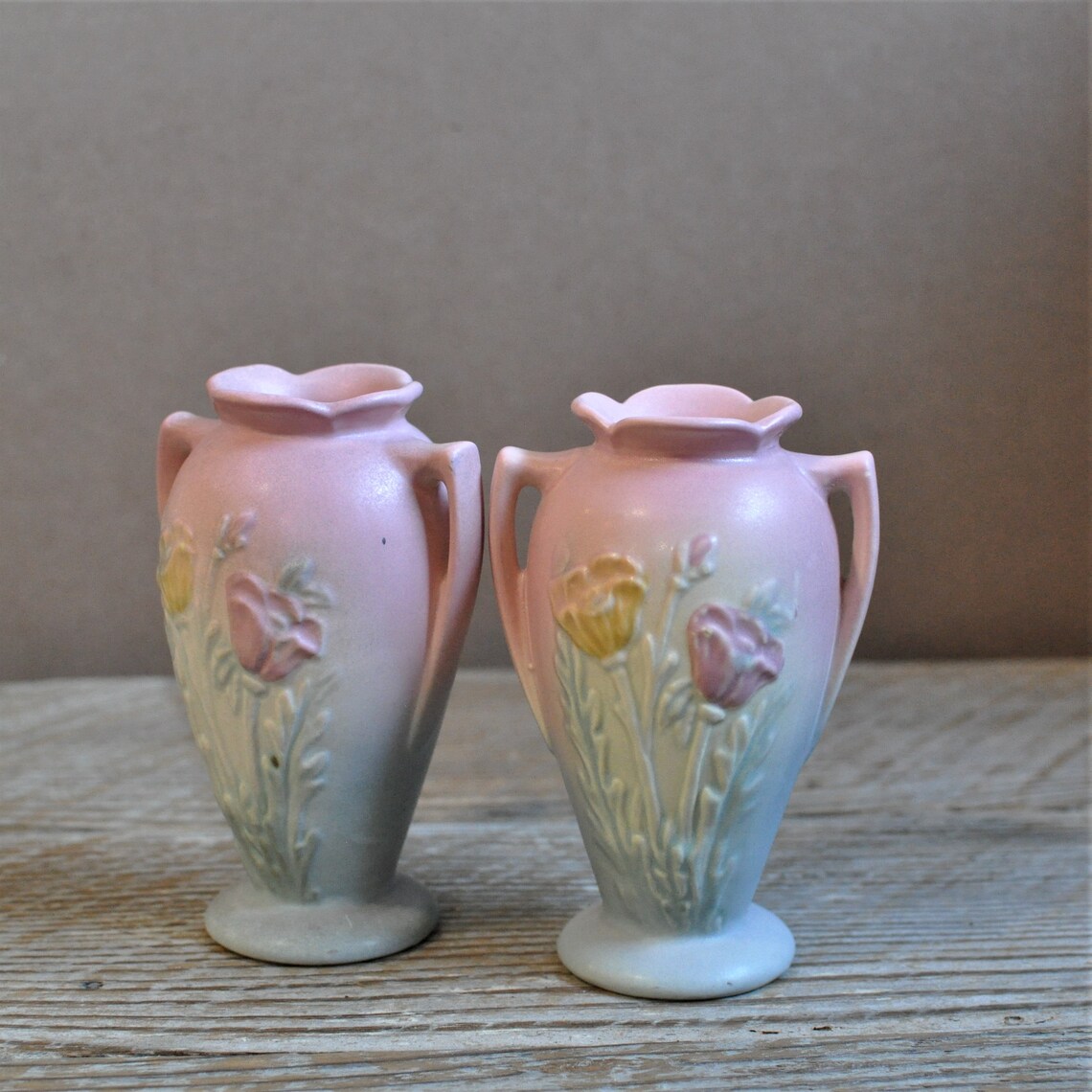 Hull Pottery Pink Vases Floral Pottery Art Flower Vases - Etsy