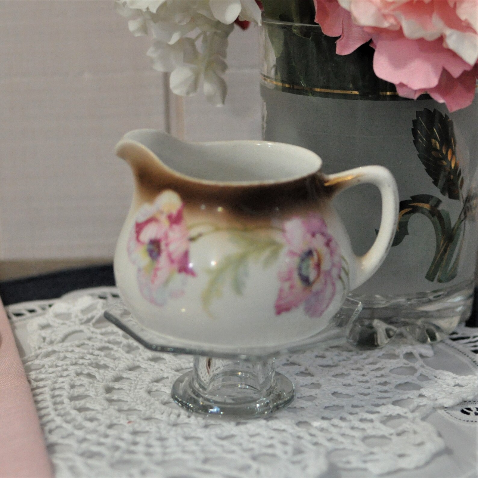 Vintage Creamer Made in Germany, Painted Floral Milk Jug, Syrup Server ...