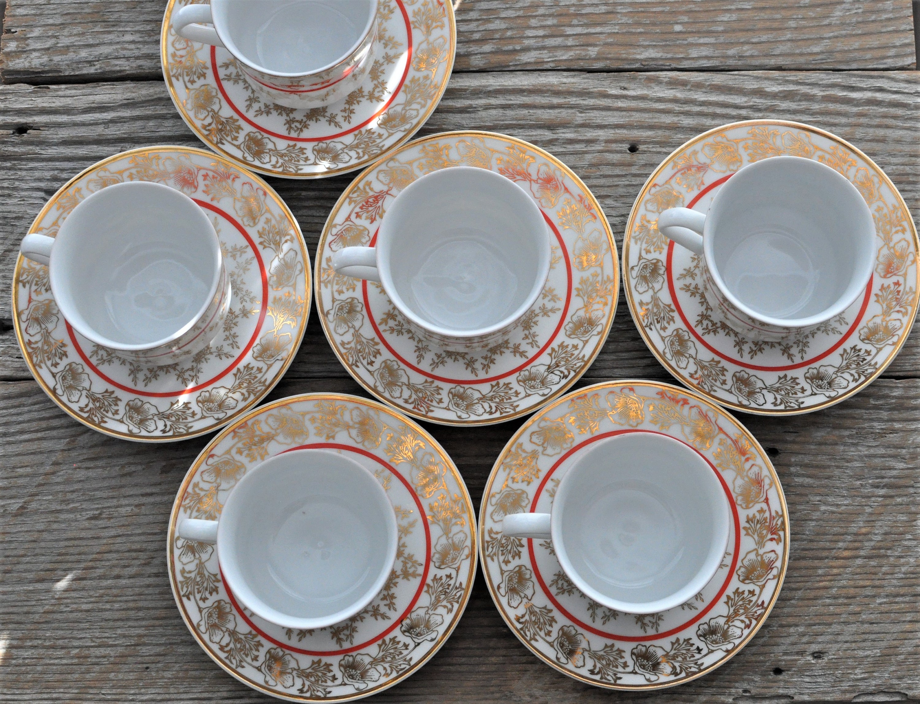 Six Epiag, Teacups and Saucers, Elegant, Luncheon, Easter Dinner ...