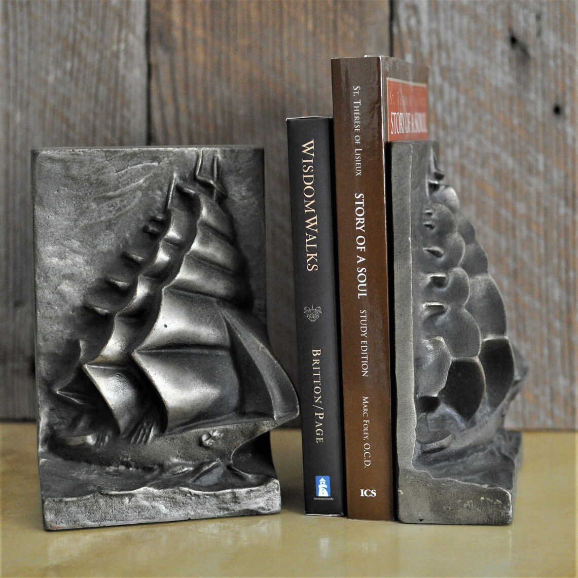 Hubley Cast Metal Sailboat Bookends Doorstop Nautical Meta | Etsy