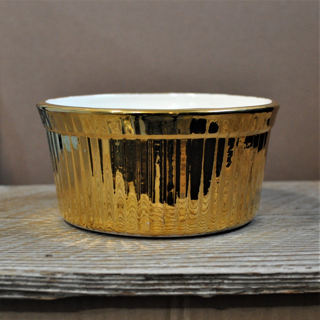 Stangl Handcrafted, Gold Cookrite Ovenware, Souffle Baking Casserole ...